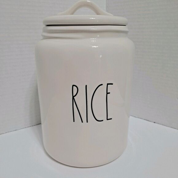 Rae Dunn | Kitchen | Rae Dunn Farmhouse Rice Ceramic Canister White ...